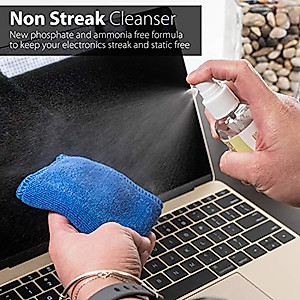 GreatShield Universal Screen Cleaning Kit, Microfiber Cloth + 2 Sided Brush + Non-Streak Solution Spray [for TV, Laptops, PC Monitors, Smartphones, Tablets, Camera, Keyboard and Other Electronics]