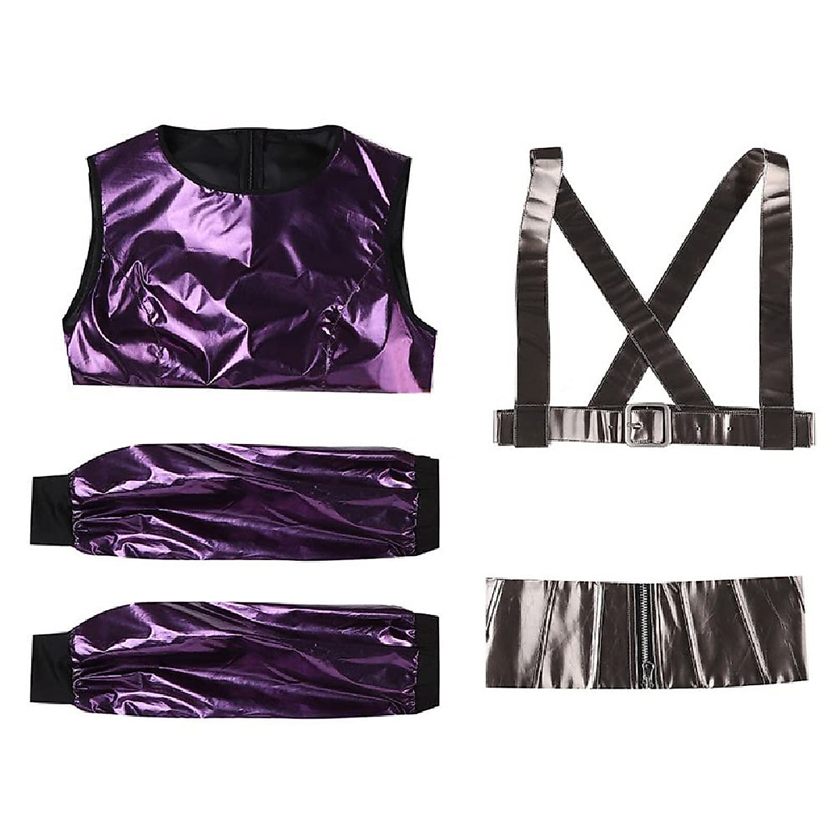 Quenny Halloween Lady Ariana Grande Cosplay Costumes,Masquerade Party Purple Stage Show Dresses,Game Anime Dress Up Costumes.(Purple,X-Large)