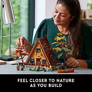 LEGO Ideas A-Frame Cabin 21338 Collectible Display Set, Buildable Model Kit for Adults, Gift for Nature and Architecture Lovers, includes 4 Customizable Minifigures and 11 Animal Figures