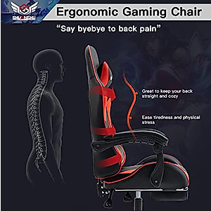 shuanghu Gaming Chair High Back Computer PC Ergonomic Video Office Chairs Gamer Chair with Footrest Video Support Reclining Video Computer Chair Desk Chair Leather Gaming Chair