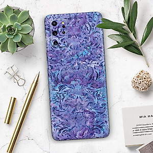 DesignSkinz Purple Damask v2 Watercolor Pattern V2 Protective Vinyl Decal Wrap Skin Cover Compatible with The Samsung Galaxy S20 (Screen Trim & Back Glass Skin)