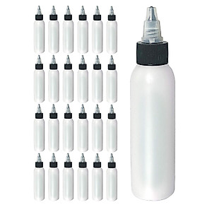 510 Central Cosmo Bottles with Twist Top Dispensing Caps (2oz, 25 pack) - HDPE Plastic Bullet Shape - Made in USA