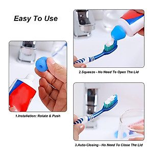 6 Pack Toothpaste Cap, Tnvee Self Closing Toothpaste Squeezer Dispenser with Organizer Box for Kids and Adults in Bathroom, Hygiene No Mess No Waste