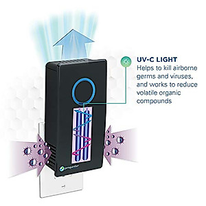 Guardian Technologies GermGuardian Pluggable UV-C Sanitizer, Deodorizer, Kills Germs, Freshens Air and Reduces Odors from Pets, Smoke, Mold, Cooking and Laundry (2, Black Onyx)