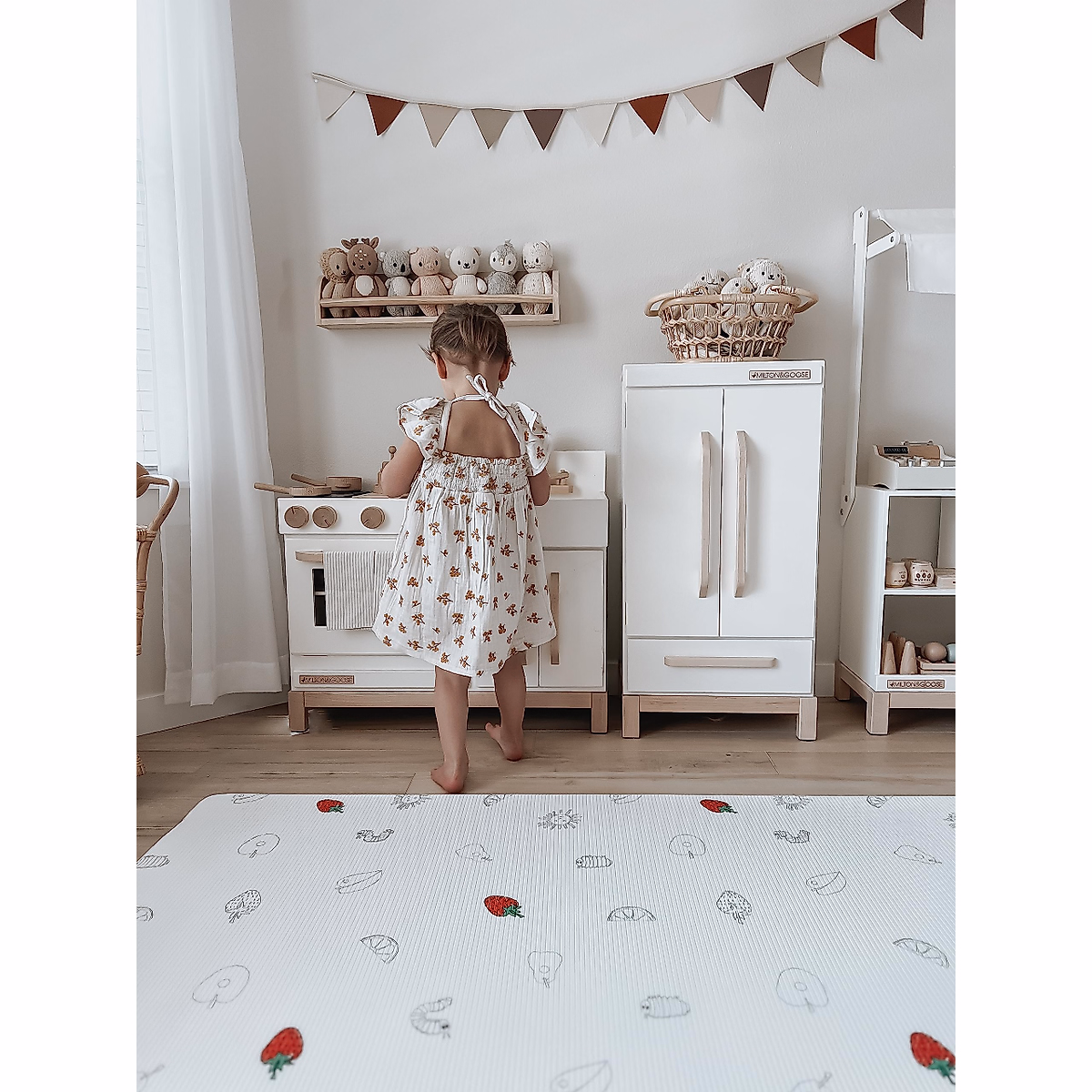 LITTLE Bot x World of Eric Carle Baby Play mat, The Very Hungary Caterpillar Ofie mat (Caterpillar Doodle + Stripe)