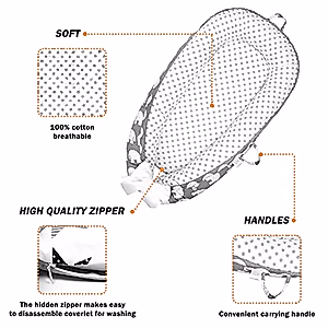 HOUSEYUAN Infant Baby Lounger Replaceable Cover co-Sleeping Newborn Baby Nest Backup Cover Breathable Machine Washable (Elephant)