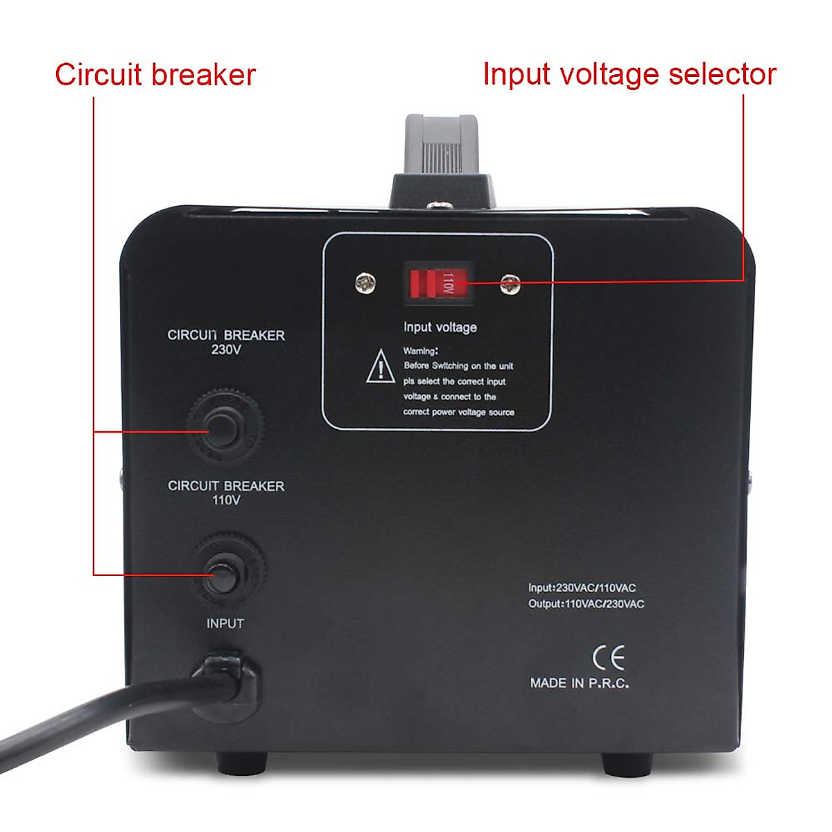 Cantonape Voltage Transformer Converter 2000 Watt Step Up/Down Convert from 110-120 Volt to 220-240 Volt and from 220-240 Volt to 110-120 Volt with 2 US Outlets, 2 Universal Outlets
