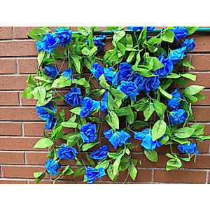 BEMACOGGI MagicZoo 2Pack 15.74FT Artificial Rose Vine Silk Flower Garland Fake Hanging Rose Flower Plant for Home Office Garden Hotel Wedding Party Decor Jewel Blue