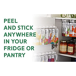 Storage Theory Food Pouch Hanger Organizer for Kitchen Pantry, Cabinet and Refrigerator - Peel and Stick Storage for Applesauce, Yogurt, Baby Food Pouches - 6 pk