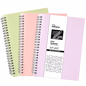 Annecy 3 Pack Lined Spiral Notebooks - A5 Lined Journals with 120gsm Thick College Ruled Paper 80 Sheets/160 Pages 5.9 x 8.3 inches - Journals for Writing/Drawing/Study and Notes