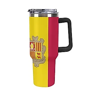 U.S.A Andorran Flag 40oz Water Bottle Double Wall Insulated Tumbler with Handle Leakproof Travel Mug Black-style