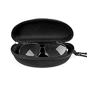 Yamrots 3pcs Zipper Hard Sunglasses Cases Portable Travel Eyeglasses Cases with Plastic Hook (Black Blue Grey)