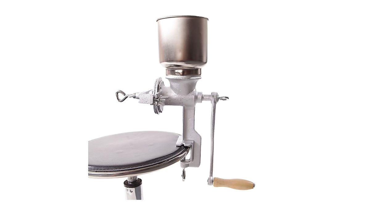Hand Crank Grain Mill for Home & Commercial Use | Durable Silver Grinder