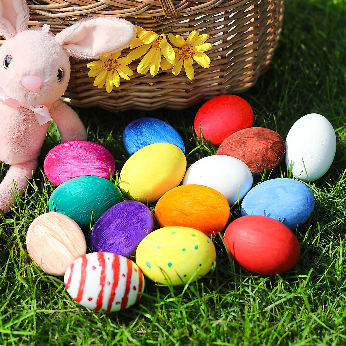 JOYIN 24 Pcs 2.36" White Easter Wood Eggs, Craft Fake Eggs, Decorating Eggs for Kids Easter DIY Paint Your Own Egg Decor, Easter Craft, Easter Basket Stuffers, Easter Eggs Hunt, School Supplies