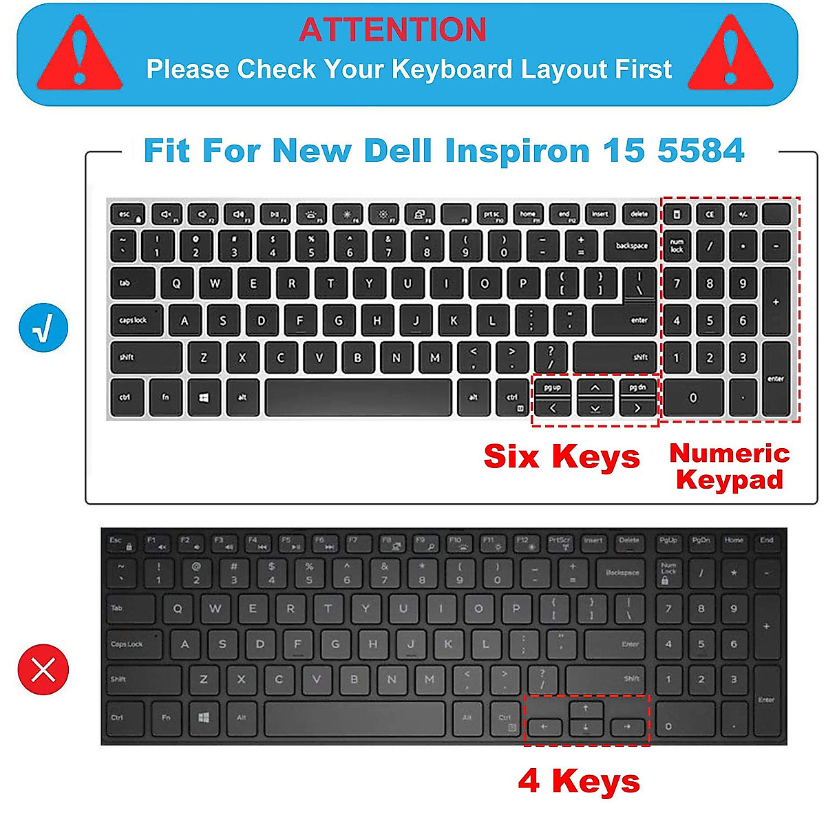 Keyboard Cover for Dell Gaming G15 5510 5515 5520 5521 5525 5530 5535, Inspiron 15 17 7706 7790 7791 7500 7501 7506 7590 7591 3501 3505 3502 5501 5502 5505 5508 5509 5584 5593 5593 5598, Vostro 15