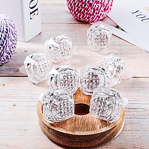 Hicarer 8 Pieces Light up Rings LED Flashing Bachelorette Rings Plastic Diamond Ring Glow in The Dark Ring for Birthday Wedding Bridal Shower Party Favors Supplies(White)