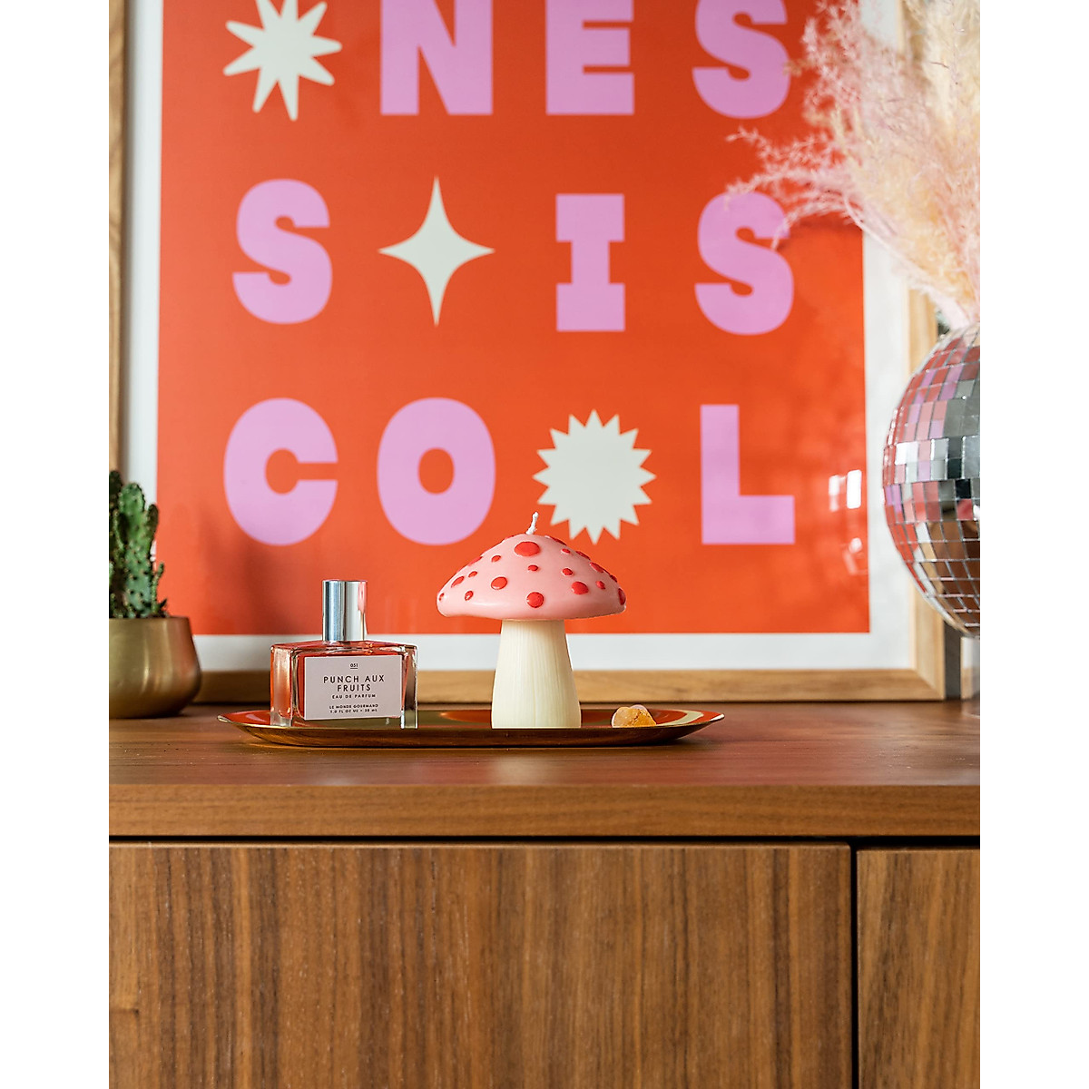 Havenstone Home Mushroom Candle (Pink) - Unscented Soy Wax, 4x3.5 inches, Decoration