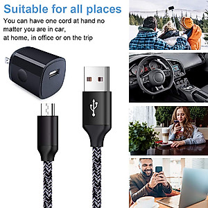 Charging Plug Adapter, Fast Charging Micro USB Cable Android Compatible for Samsung Galaxy S7 S6 J8 J7 J6 J5 J4 J3,Note 5 4 3,LG K7 K8 K20 Aristo 2 3 4+,LG Stylo 2 3 2V,Moto E5 E6 E4 E3 G5,Kindle Fire