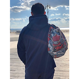 Ronin Gi Sports Bag - Oni Bushi-Draw String Backpack – Contact Sports Rucksack for BJJ, Karate, Judo, TKD, Kempo Gis – Gear Carrying Bag for Women, Men and Kids – 100% Polyester – Sturdy Printed Pouch
