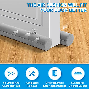 PearlLives Air Cushion Door Draft Stopper, Express Door Sweep for Wind, Dust, Smoke, Noise Protection and Energy Saving (Gray, 36 inches)