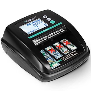 KOLIBRI Bishop Automatic Counterfeit Bill Detector Machine with 5 Advanced Counterfeit Detection Checks UV/MG/IR/Size/RGB - Fake Money Detector, LCD Screen, Easy to Use, Compact and Lightweight