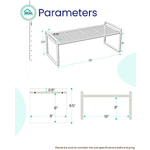 Countertop Organizer and Storage Shelf Rack for Kitchen, Cabinet, Pantry, Office and Bathroom. Rust Resistant and Non Slip (White, L20 W8.25 H9.5)
