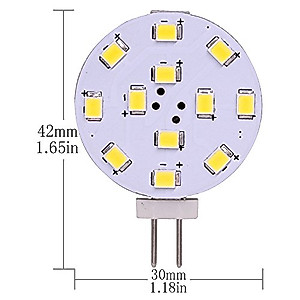 WeiXuan G4 LED Bulb, 35 Watt Equivalent, Bi-Pin LED Disc, JC Side Pin, 12V-24V AC/DC Low Volt, CRI>85, 350 Lumens, Pack 5 (White)