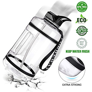FORWEWAY Half Gallon Water Bottle with Straw Leakproof Sports Water Bottle BPA Free Plastic Water Bottle with Handle 2.2L/74oz Gallon Water Jug for Sports