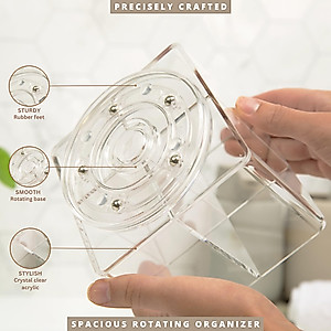 SESUMI Makeup Brush Holder Organizer – Rotating Makeup Organizer with 4 Compartments – Perfect for Beauty Tools, Stationery, Kitchen - Acrylic Makeup Brush Organizer – Multifunctional Pen Holder