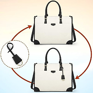 NUBILY Laptop Bag for Women 15.6 inch Lightweight Canvas Tote Waterproof Work Shoulder Bags Large Capacity Computer Professional Office Business Briefcase Casual Handbag Travel College, Black