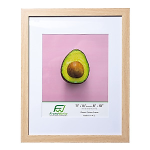 FrameWorks 11x14 mat to 8x10 Classic Wooden Picture Frames With Tempered Glass | Natural Oak | 6-Pack