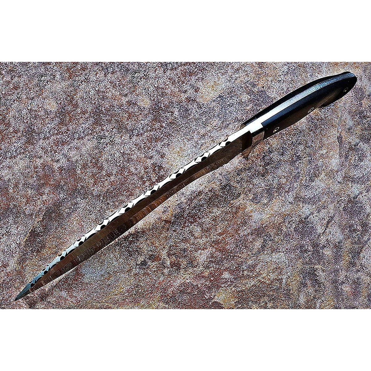 BIGCAT ROAR Handmade D2 Steel Kukri Machete Knife - Bushcraft Fixed Blade Hunting Knife with Sheath and Micarta Handle - 15″ EDC Cutting Knife - Black Horse