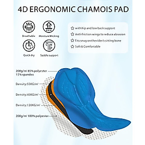 qualidyne Men's Cycling Underwear Shorts 4D Padded Bike Bicycle Undershorts MTB Liner Biking Underpants Black