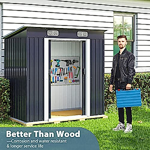 JAXPETY Outdoor Storage Shed 6 x 3.6 FT Metal Garden Sheds & Outdoor Storage with Sliding Doors for Backyard, Patio, Lawn