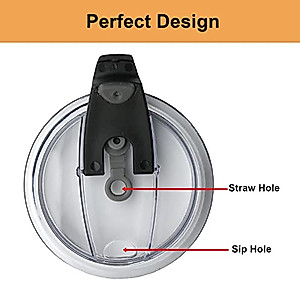 Wotermly 2 pack Tumbler Replacement Lids for 30 oz tumblers, Spill Proof Splash Resistant Lids Covers Fit for YETI Rambler and More Coffee Mugs, 2 Black Lids