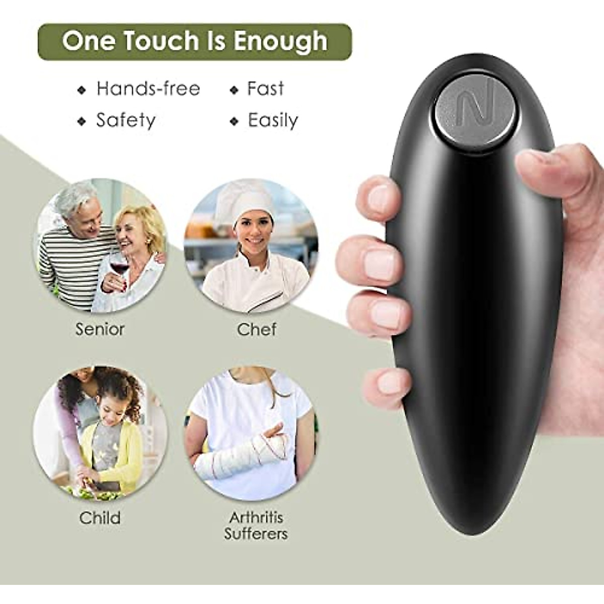 Electric Can Opener One Touch Switch Smooth Edge Automatic Electric Can Opener