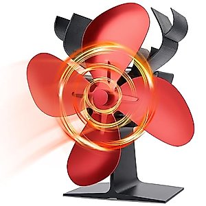 CONBOLA Wood Stove Fan Heat Powered, Silent Operated Fireplace Fan for Wood/Log Burner,Made of Aluminum Material Increases 80% Heat Distribution.(Elk,Red)