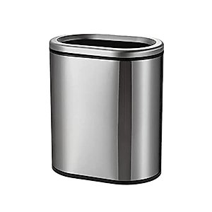 Trash Bin Trash Can Wastebasket Rectangular Stainless Steel Trash Can for Bathrooms Powder Rooms Kitchens Office Garbage Can Waste Bin (Color : OneColor, Size : 12L)
