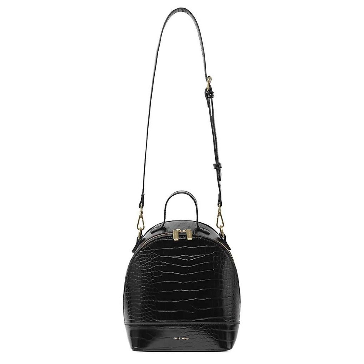 Pixie Mood Cora 9 x 7 Vegan Leather Convertible Backpack, Black Croc