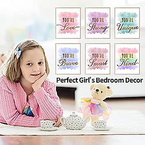 HOMANGA Girls Room Decor Posters, Kids Room Wall Art, Girls Room Wall Decor, Posters For Teen Girls Room, Girls Wall Decor Prints for Bedroom, Nursery Room, Playroom (Set of 6, 8X10 Inch, Unframed)