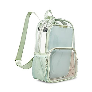 Steve Madden Women's Clear Backpack with Tech Pouch, Beige, One Size