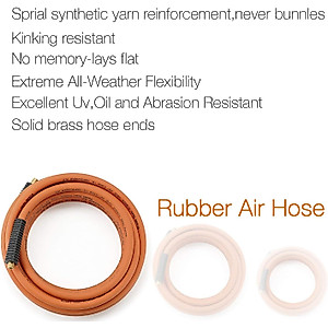 Giraffe Tools Rubber Air Hose, 3/8 inch x 25 ft, 1/4 in. MNPT Fittings, 300 PSI Heavy Duty, Lightweight Air Compressor Hose