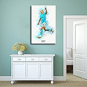 Erling Haaland Posters for Walls Man City Soccer Poster Canvas for Bedroom The Wall Art Unframe-style 16x24inch(40x60cm)