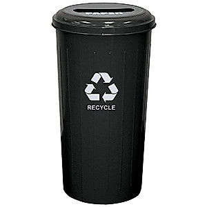 Witt Industries 10/1STBK Steel 20-Gallon Recycling Trash Can with Slotted Top, Legend "Paper Only, Recycle", Round, 30" Height, Black