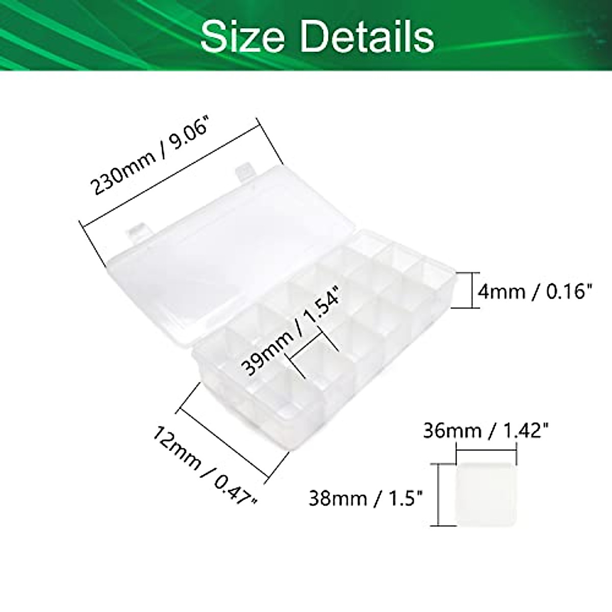 Yinpecly Component Storage Box 230x120x40mm Adjustable Divider Grids Removable Compartment PP Organizer for Jewelry Beads Earring Container Tool Fishing Hook Small Accessories 1Pcs