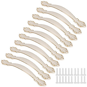HYEIUIRA 10 Sets Door Pull Handles Ivory White Simple Style Office Drawer Cabinet Universal 96MM