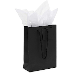 Sparkle and Bash Black Paper Gift Bags with Handles, Tags, Tissue Paper (8 x 5.5 In, 20 Pack)