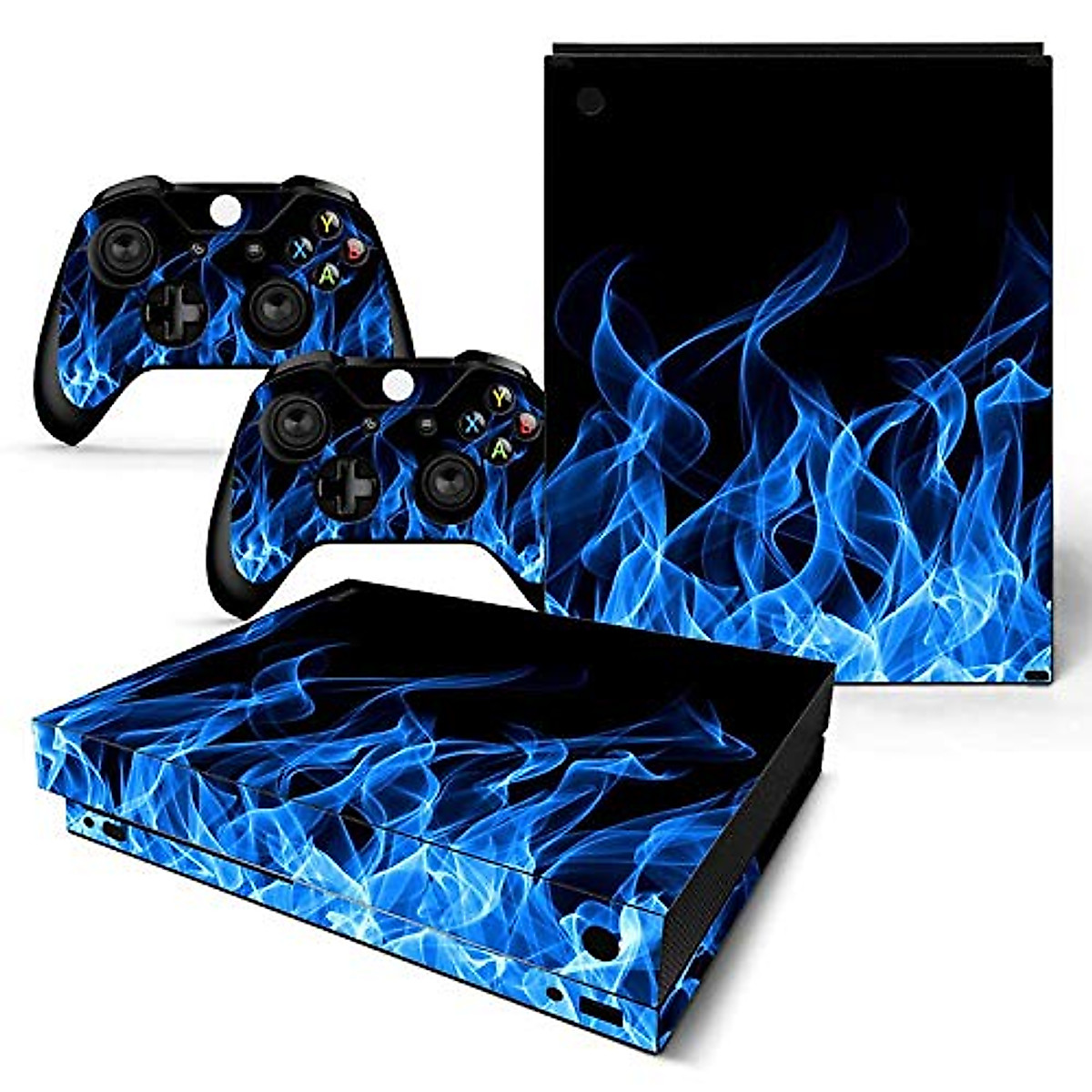 Mcbazel Pattern Series Vinyl Decal Protective Skin Cover Sticker for Xbox One X Console & Controller (NOT Xbox One/Xbox One Elite/Xbox One S) - Blue Flame