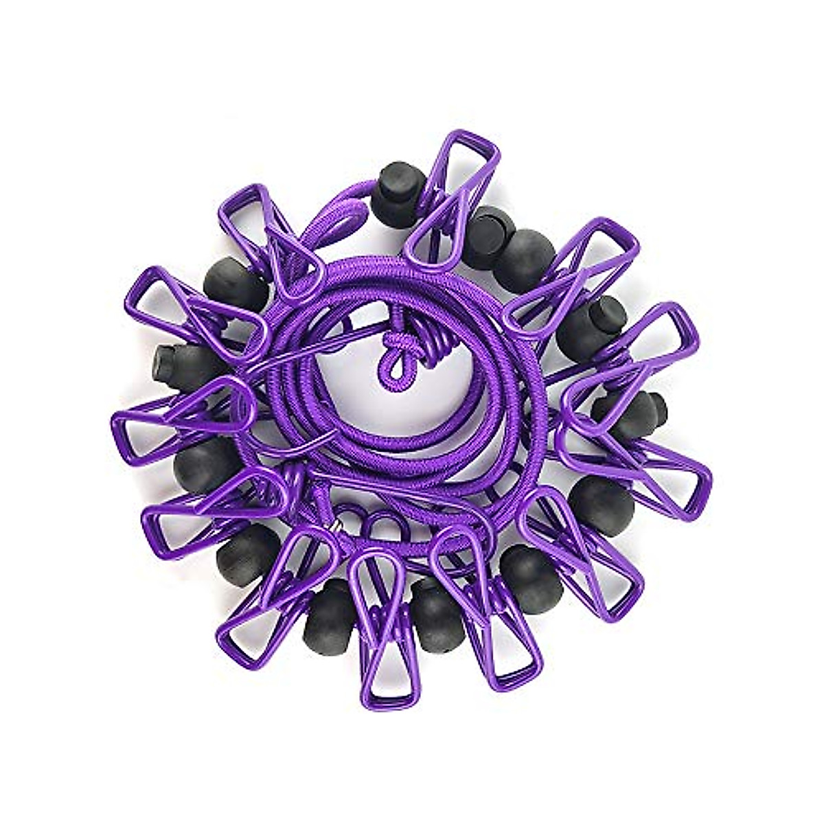 Cibicon Travel Clothesline,Elastic,Portable,Retractable and Adjustable Camping Clothesline,with 13 Anti-Slip Clips,12 Clothes Clips, Indoor and Outdoor