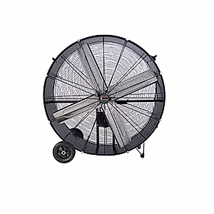 K Tool International 77742; 42” Belt Drive Drum Fan; Industrial Fan, Garage, Shop, High Speed 2-Speed, Durable, Cut-Off Protection, Easy Mobility Rubber Wheels; 1 Year Warranty, 14,800 Max CFM, Black